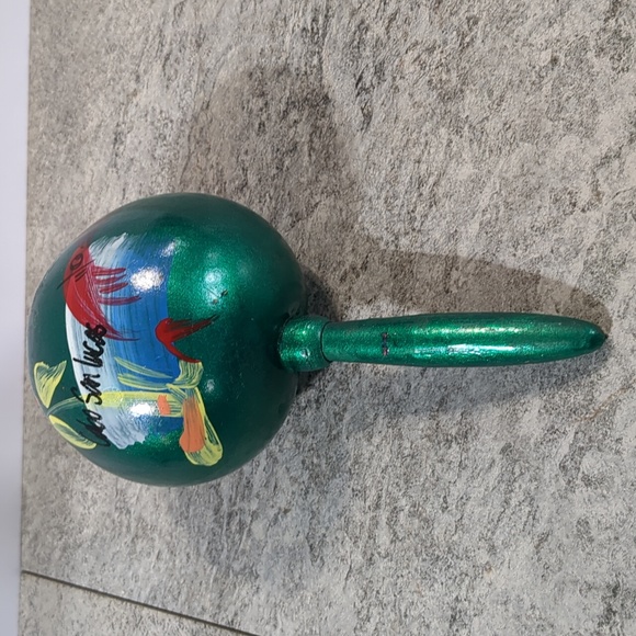 Accents | Cabo San Lucas Hand Painted Maraca Flower Water Scene Green ...
